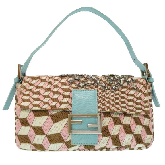Fendi | Bags | Fendi Mamma Bucket Shoulder Bag Rhinestone Beads Lizard ...
